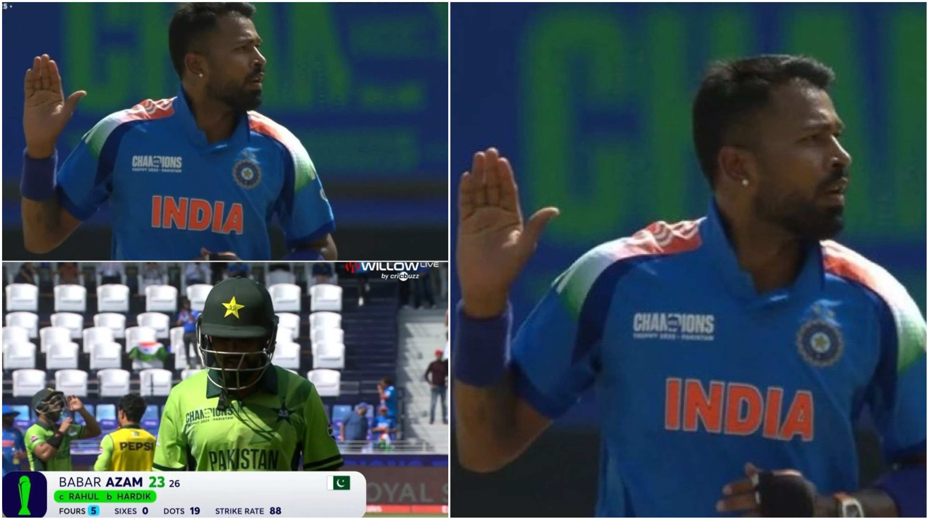CT 2025: WATCH – Hardik Pandya performs ‘bye bye’ send-off gesture after dismissing Babar Azam ...