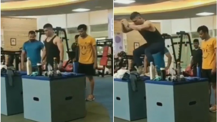 WATCH - MS Dhoni shows strength of his leg muscles; does the 'Box Jump ...