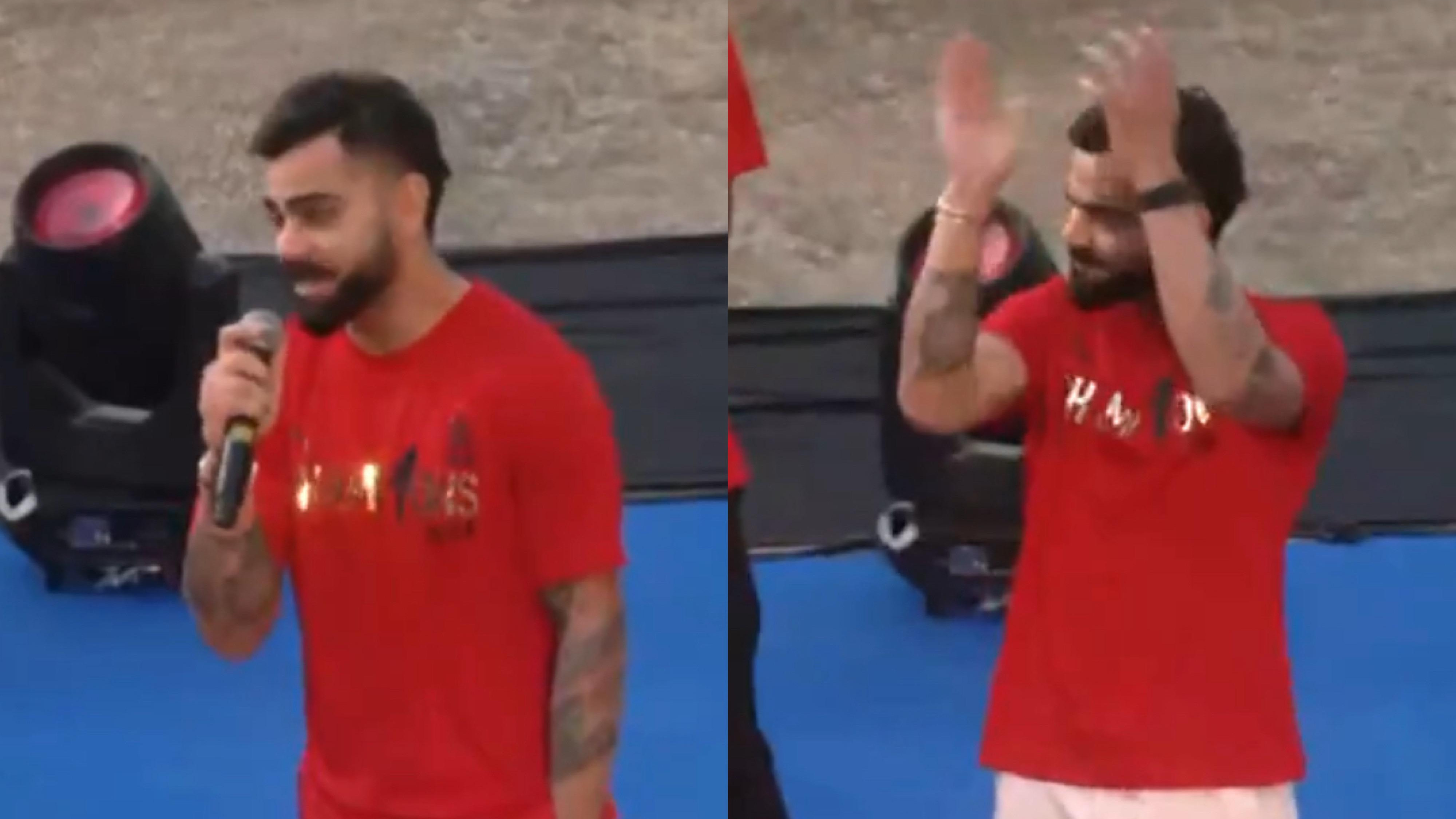 WATCH: Virat Kohli urges Chinnaswamy crowd to let him speak after loud cheers interrupt him ...